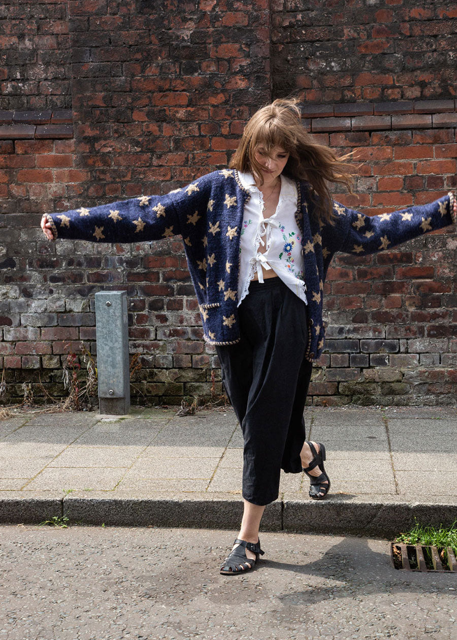 Star Cardigan in Denim. – Amano Knitwear