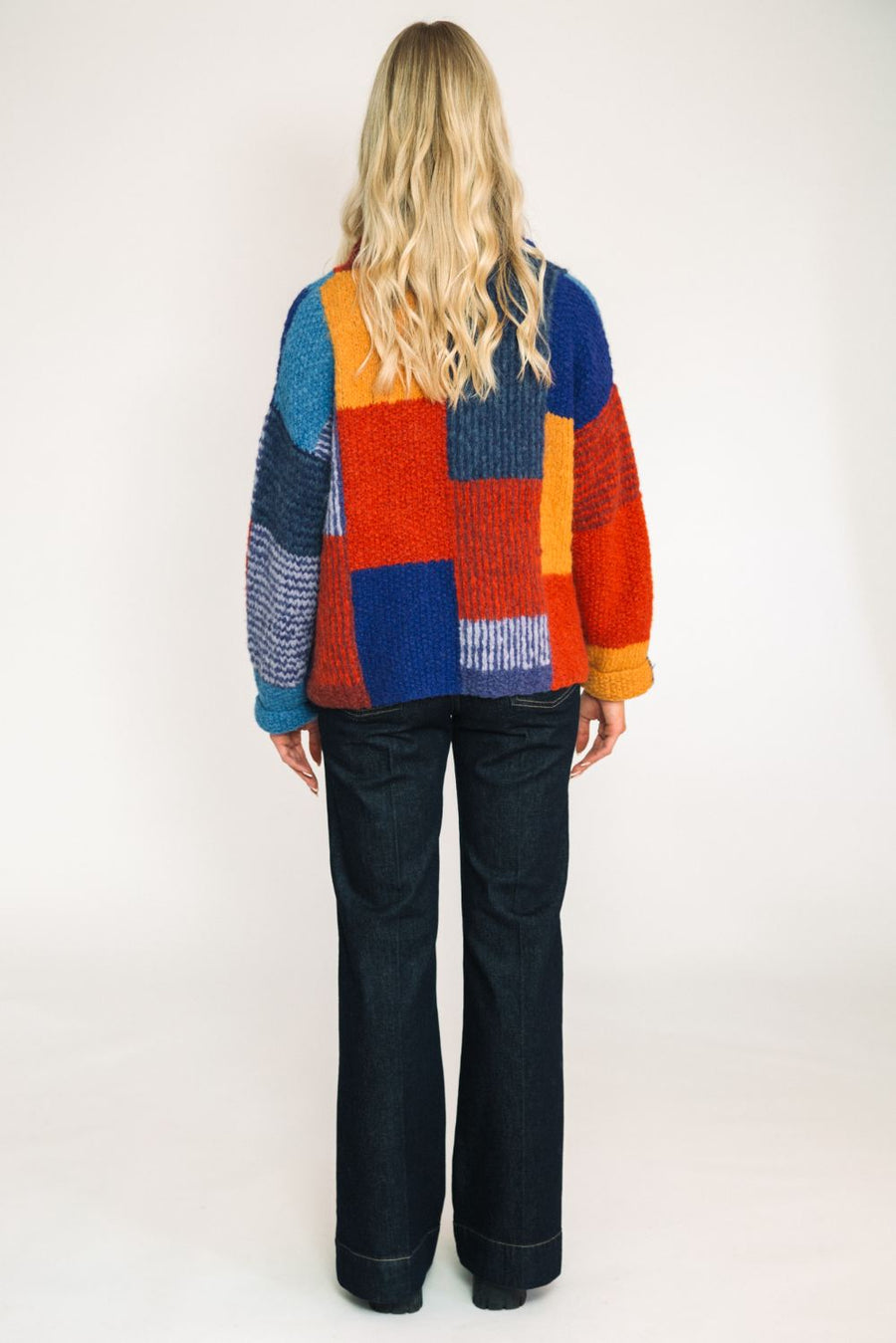 Patchwork Alpaca Jacket in Cosmic Blue – Amano Knitwear